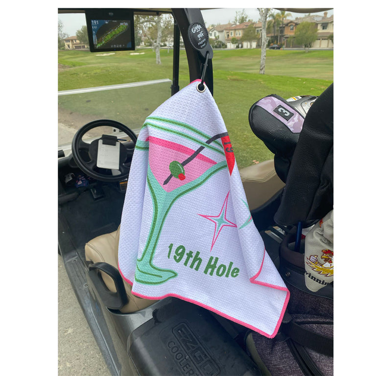 19th Hole (Pink Martini) Magnetic Golf Towel | Giggle Golf
