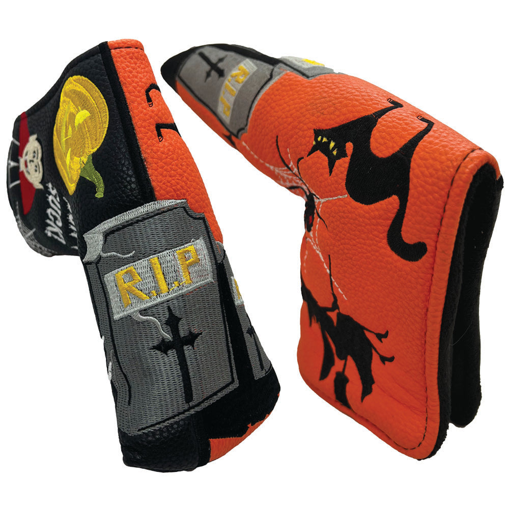 Halloween Blade Putter Cover | Orange & Black Golf Accessory – Giggle Golf