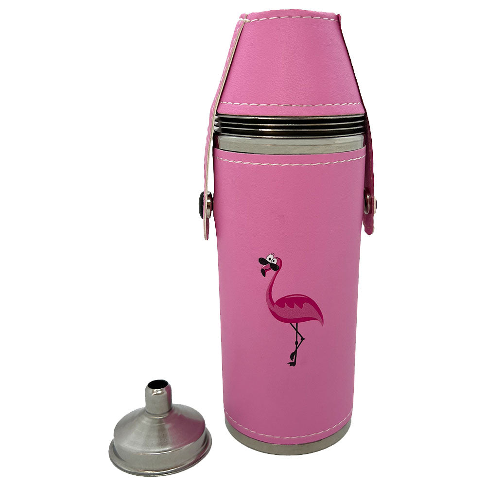 Flamingo Pink Golf Flask Set – Shake, Sip, Flocktail – Giggle Golf