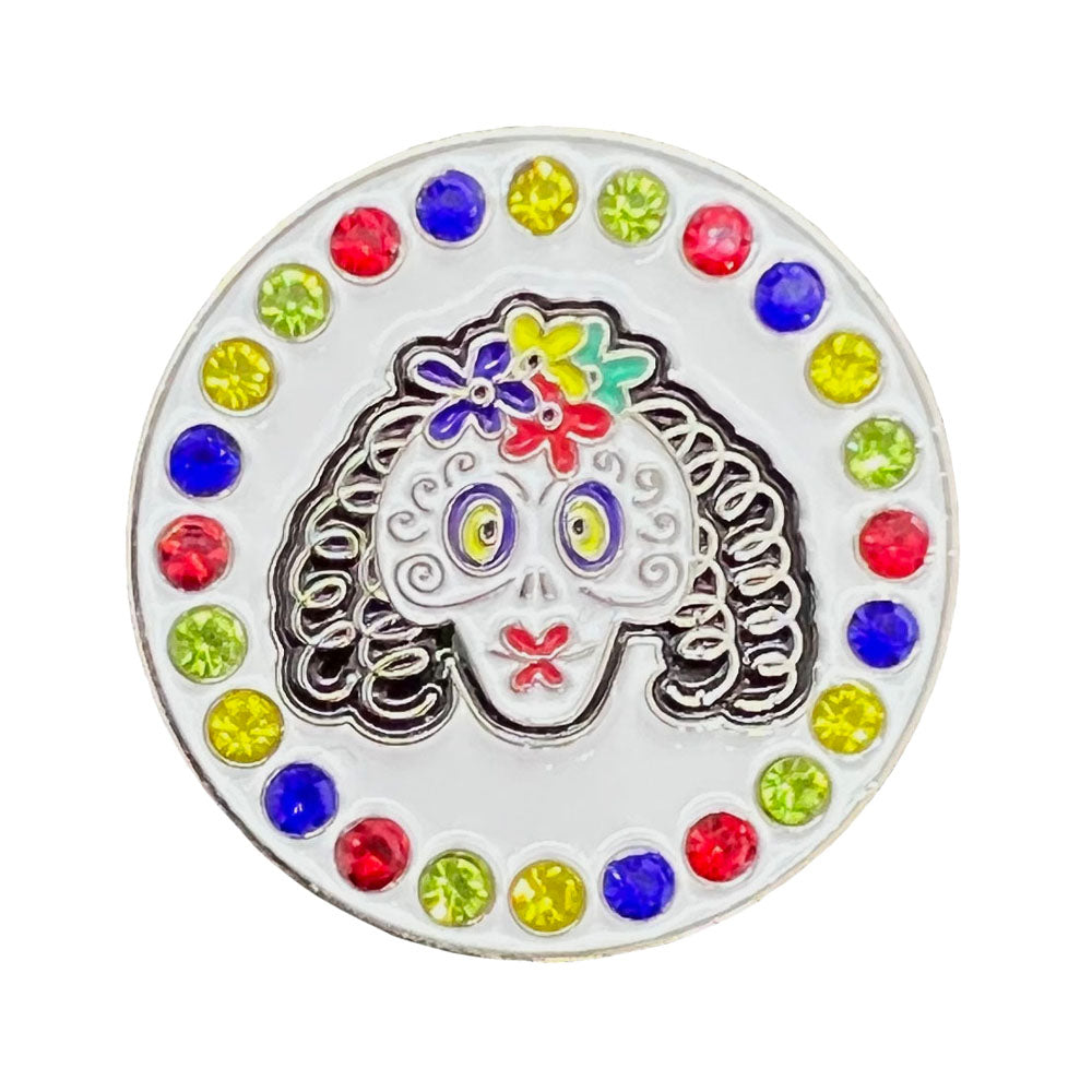 Bling Sugar Skull Golf Ball Marker | Colorful Marker for Women Golfers ...
