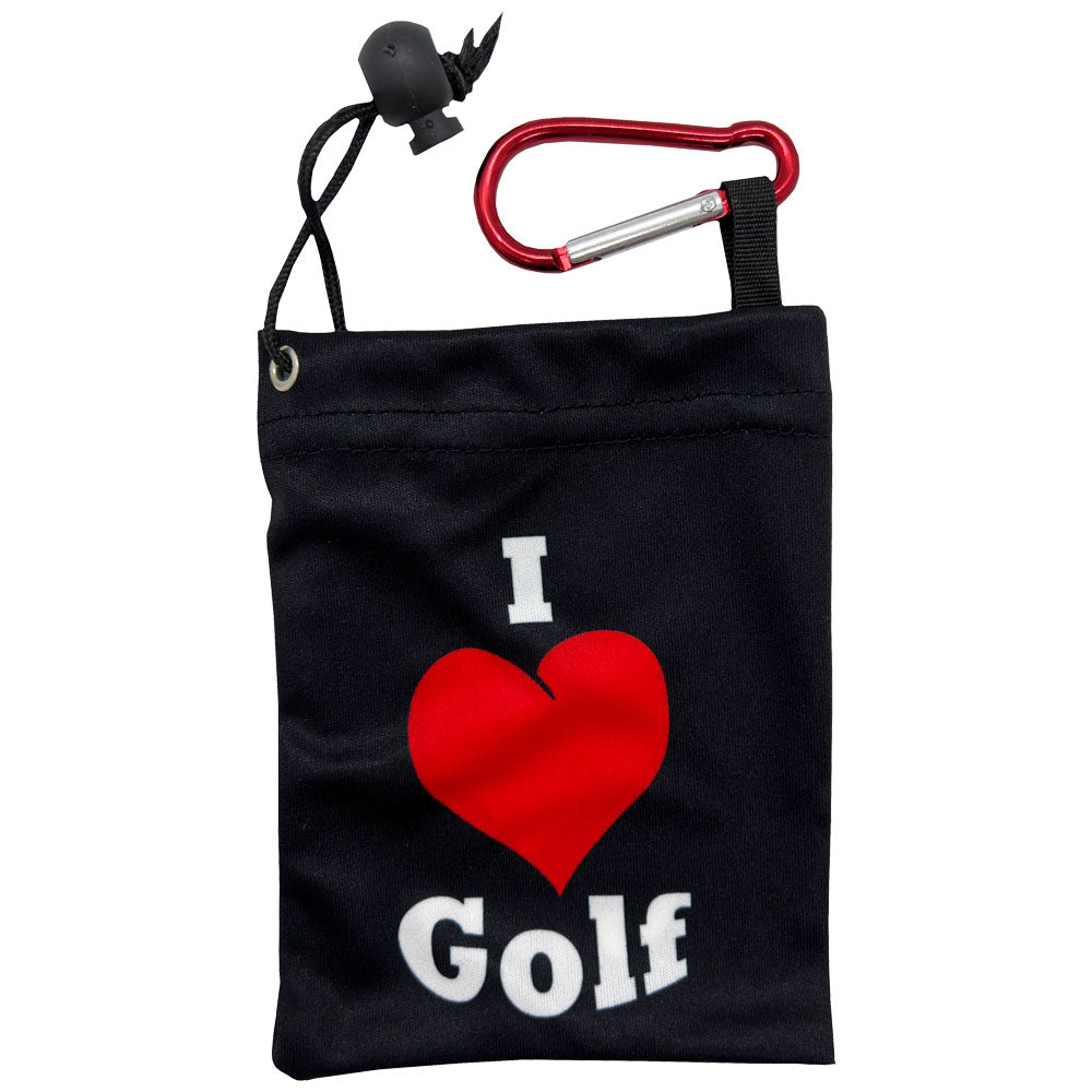 I Love Golf Clip On Golf Tee Bag With Four Wooden Golf Tees | Giggle Golf
