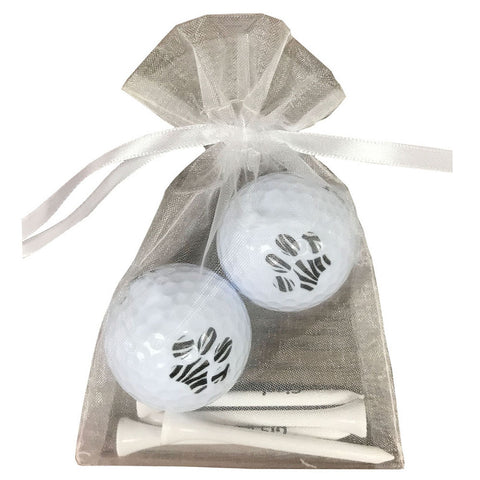 Zebra Print 2 Golf Balls & 4 Wooden Tees Pack | Giggle Golf