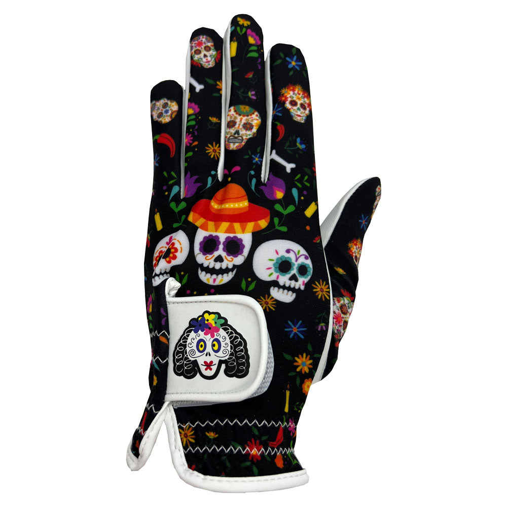 Sugar Skulls Women's Golf Glove | Black Glove With Colorful Skulls ...